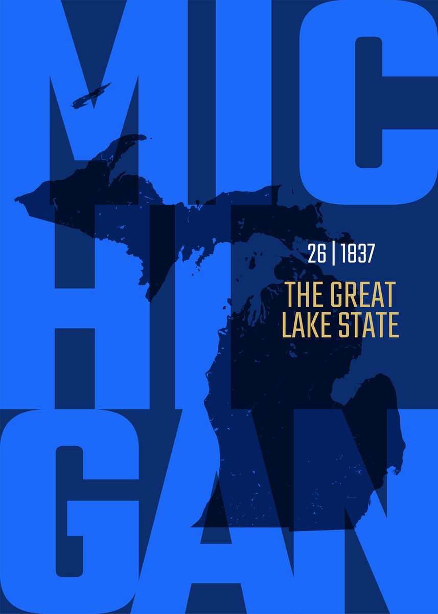'Michigan state of USA' Poster, picture, metal print, paint by ...