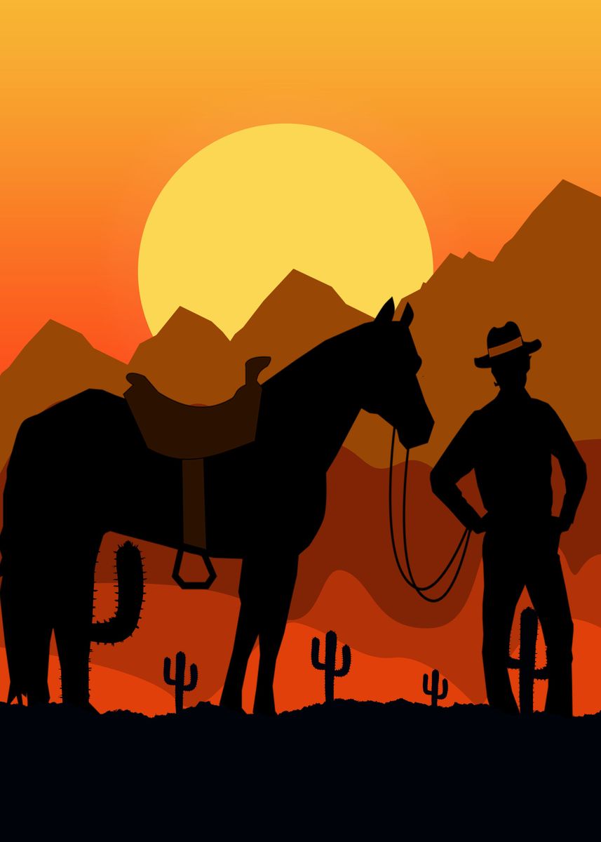 'Cowboy Poster' Poster by Rijis Art | Displate