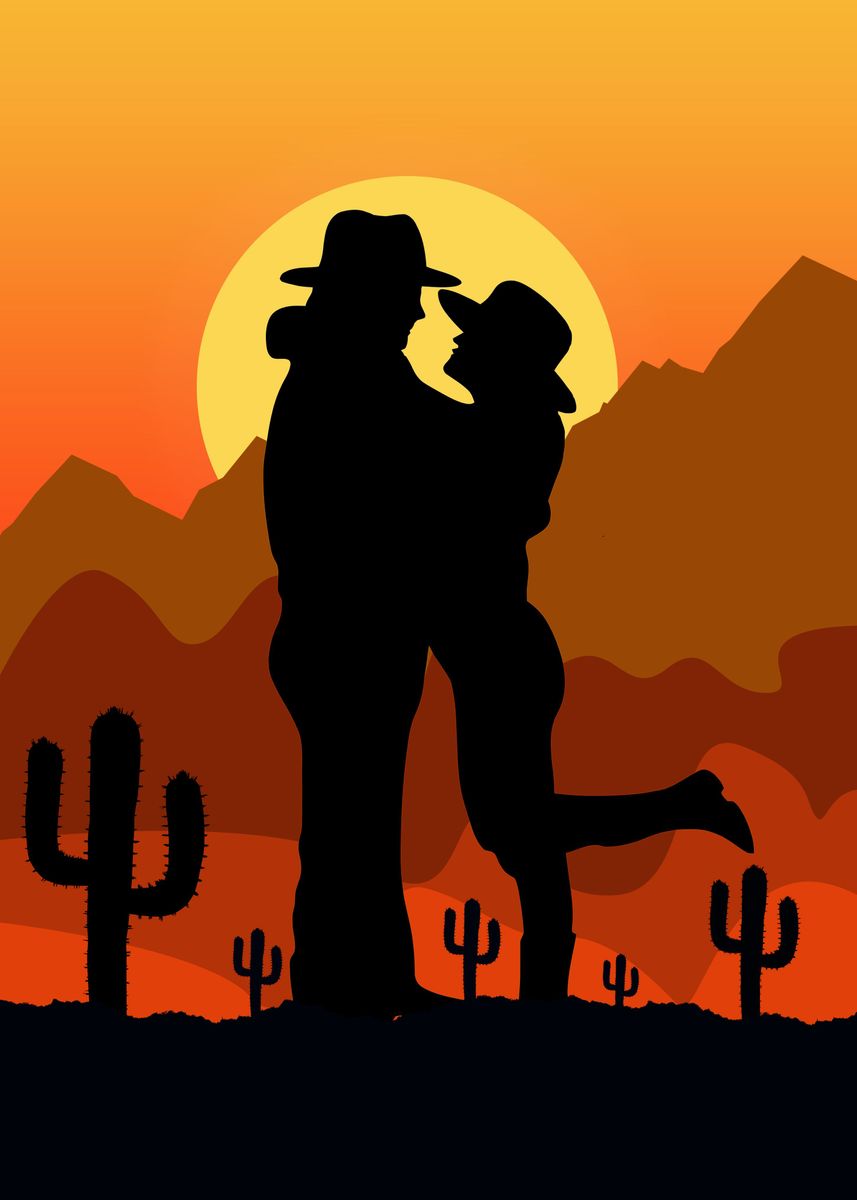 'Cowboy Romantic' Poster by Rijis Art | Displate