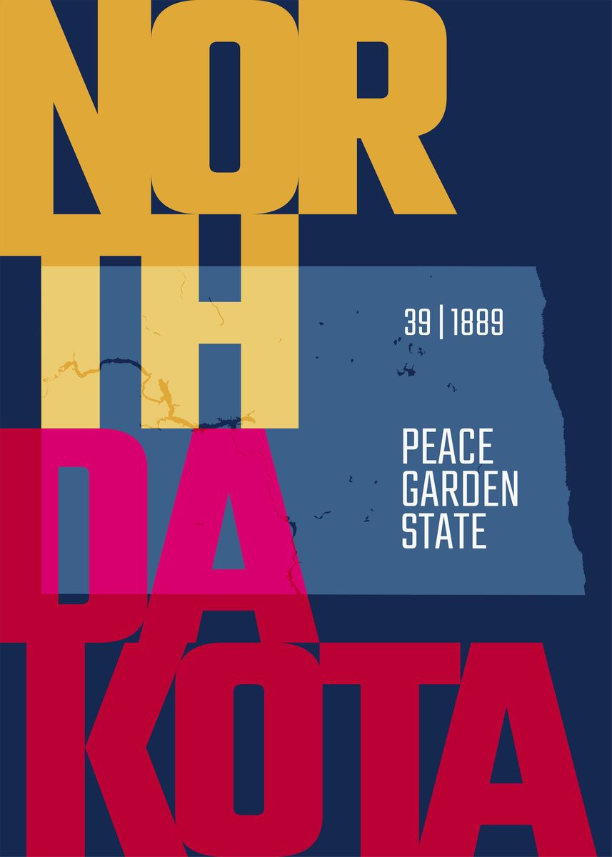 'North Dakota usa state' Poster, picture, metal print, paint by ...