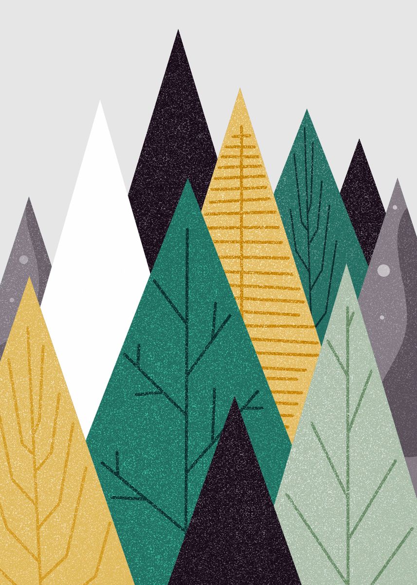 'Forest geometric trees' Poster, picture, metal print, paint by Max ...