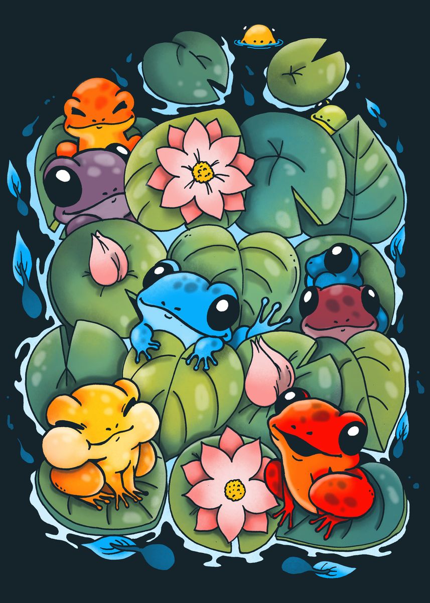 'Frogs ' Poster, picture, metal print, paint by Valentina Fabbri | Displate