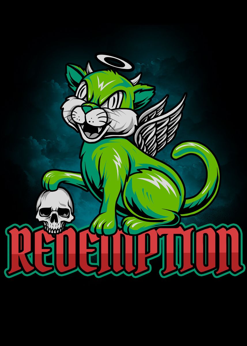 'Redemption Cat Gothic' Poster by Saphira Design | Displate