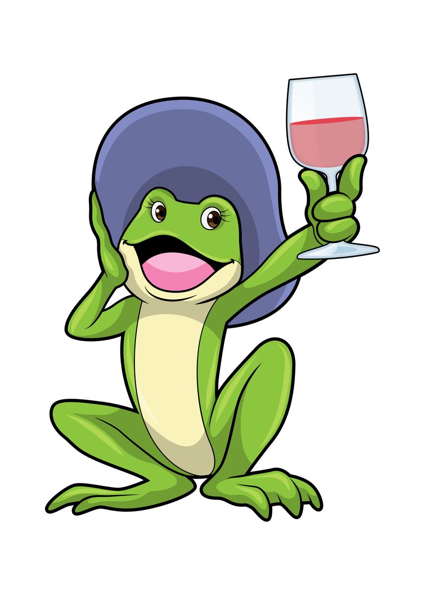 'Frog Glass of Red wine' Poster, picture, metal print, paint by Markus ...