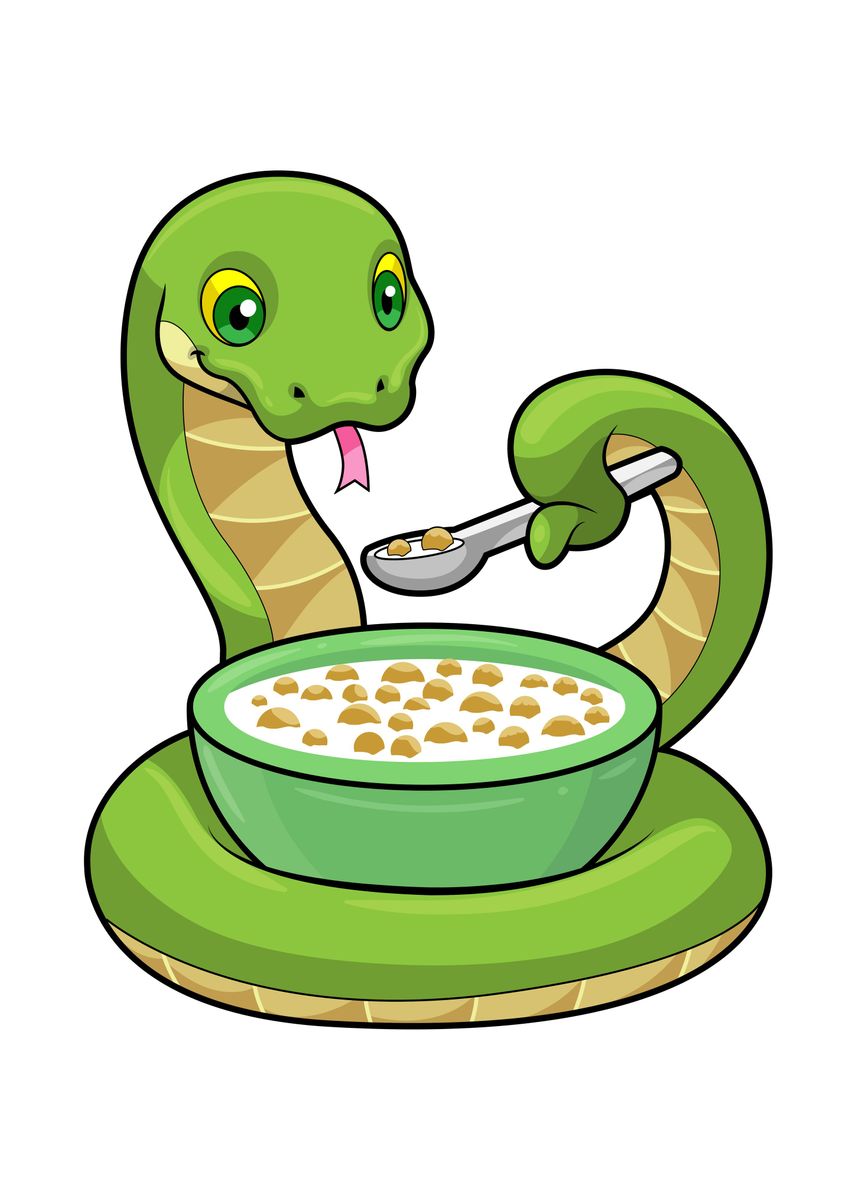'Snake Eating Muesli' Poster, picture, metal print, paint by Markus ...