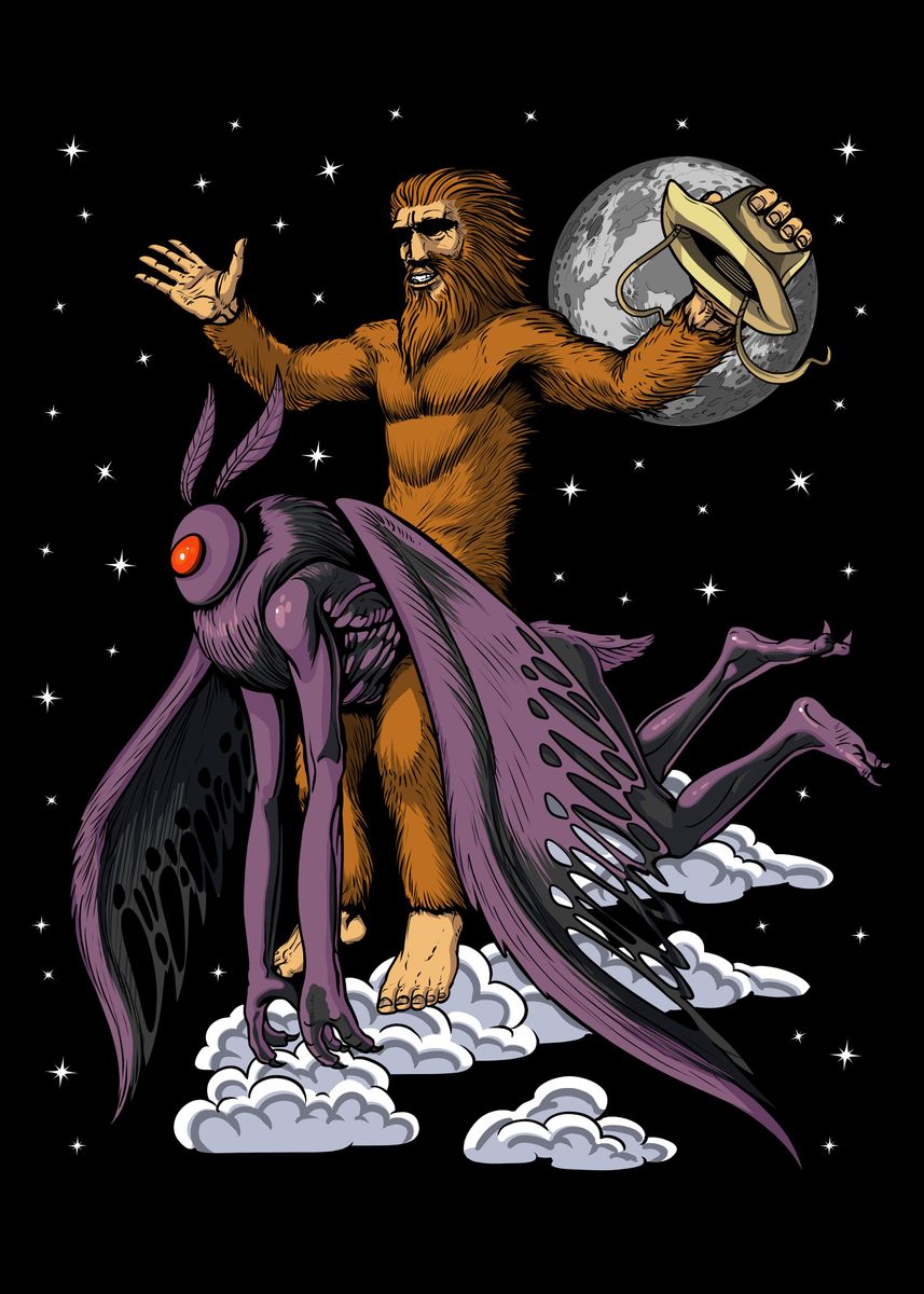 'Bigfoot Riding Mothman' Poster by Psychonautica | Displate