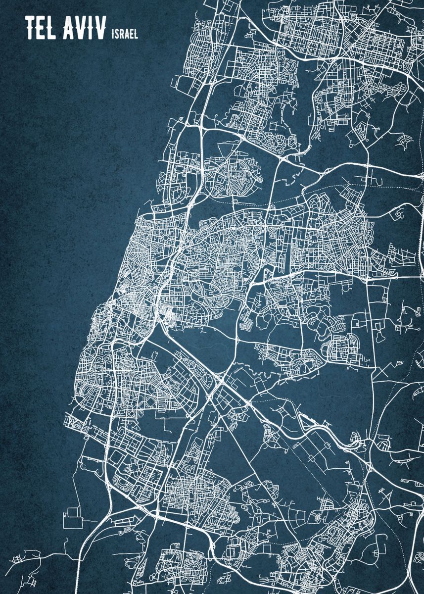 'TEL AVIV ISRAEL CITY MAP' Poster by Tim Hinz | Displate