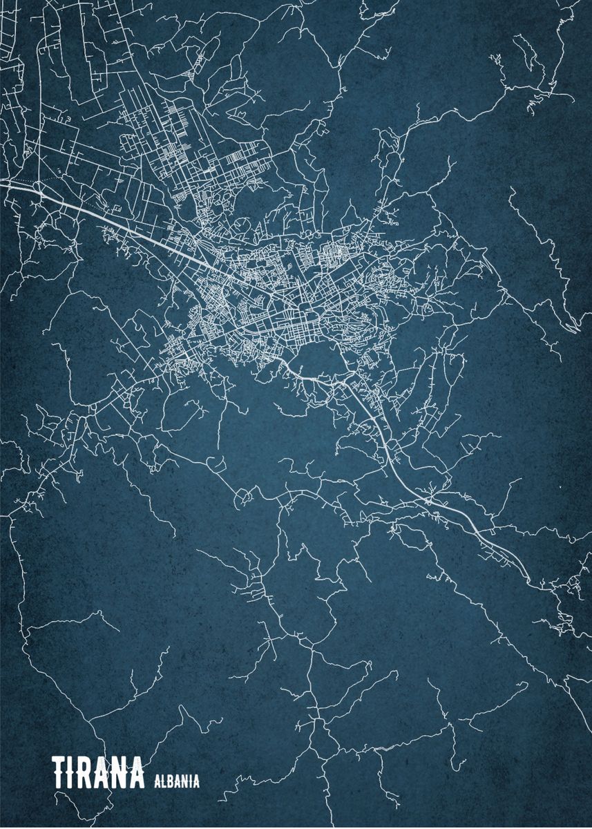 'TIRANA ALBANIA CITY MAP' Poster by Tim Hinz | Displate