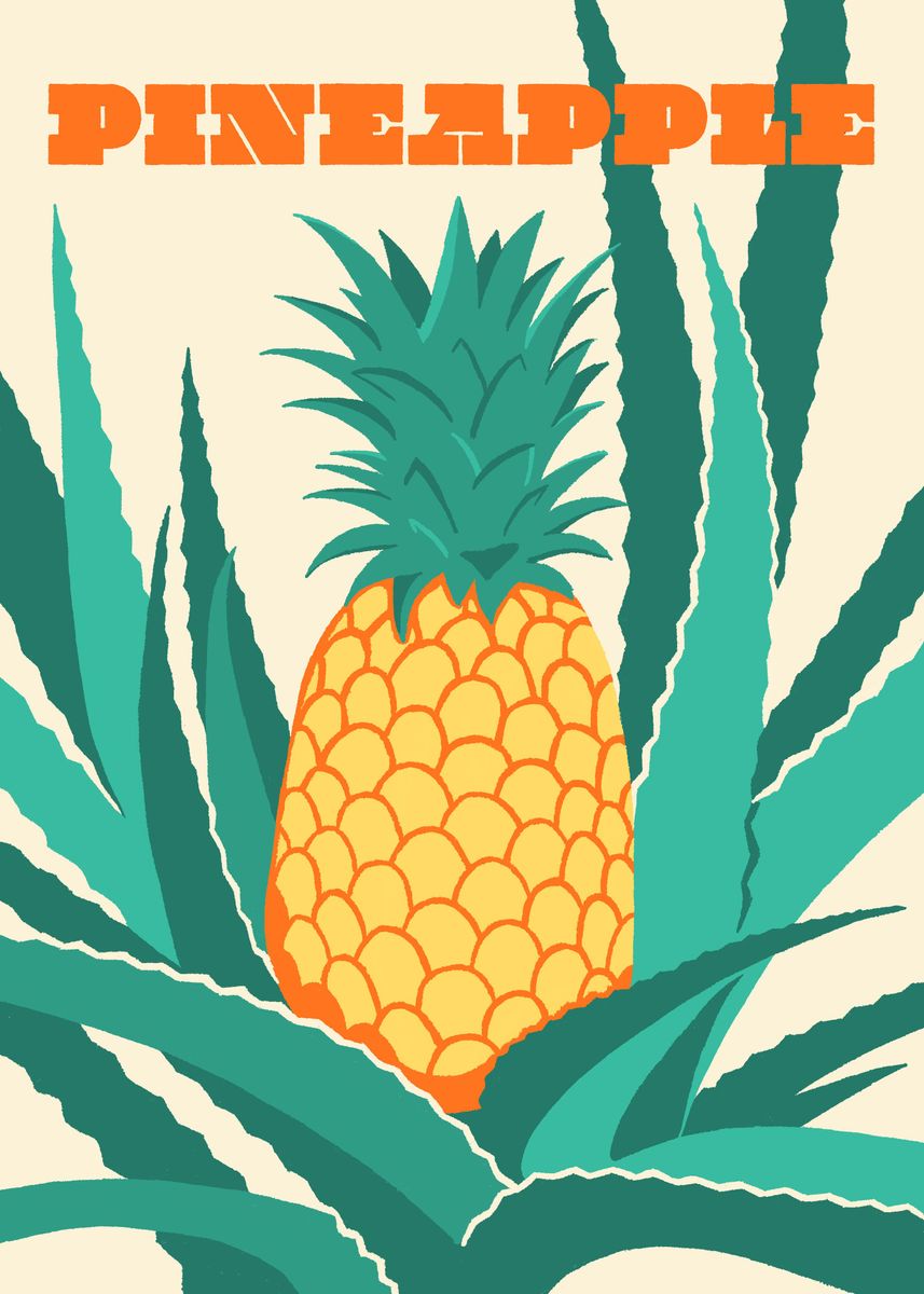 'Pineapple' Poster, picture, metal print, paint by Monika Gregulska ...