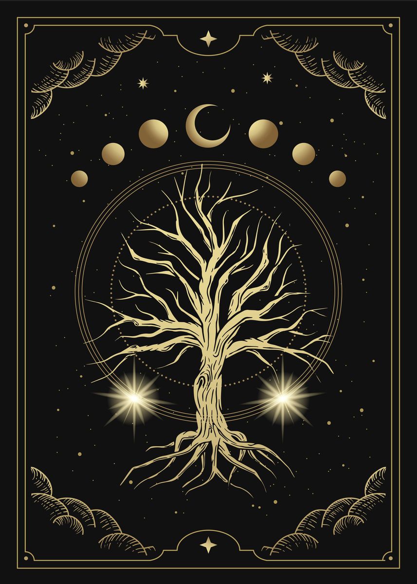 'Magical sacred tree tarot' Poster, picture, metal print, paint by ...