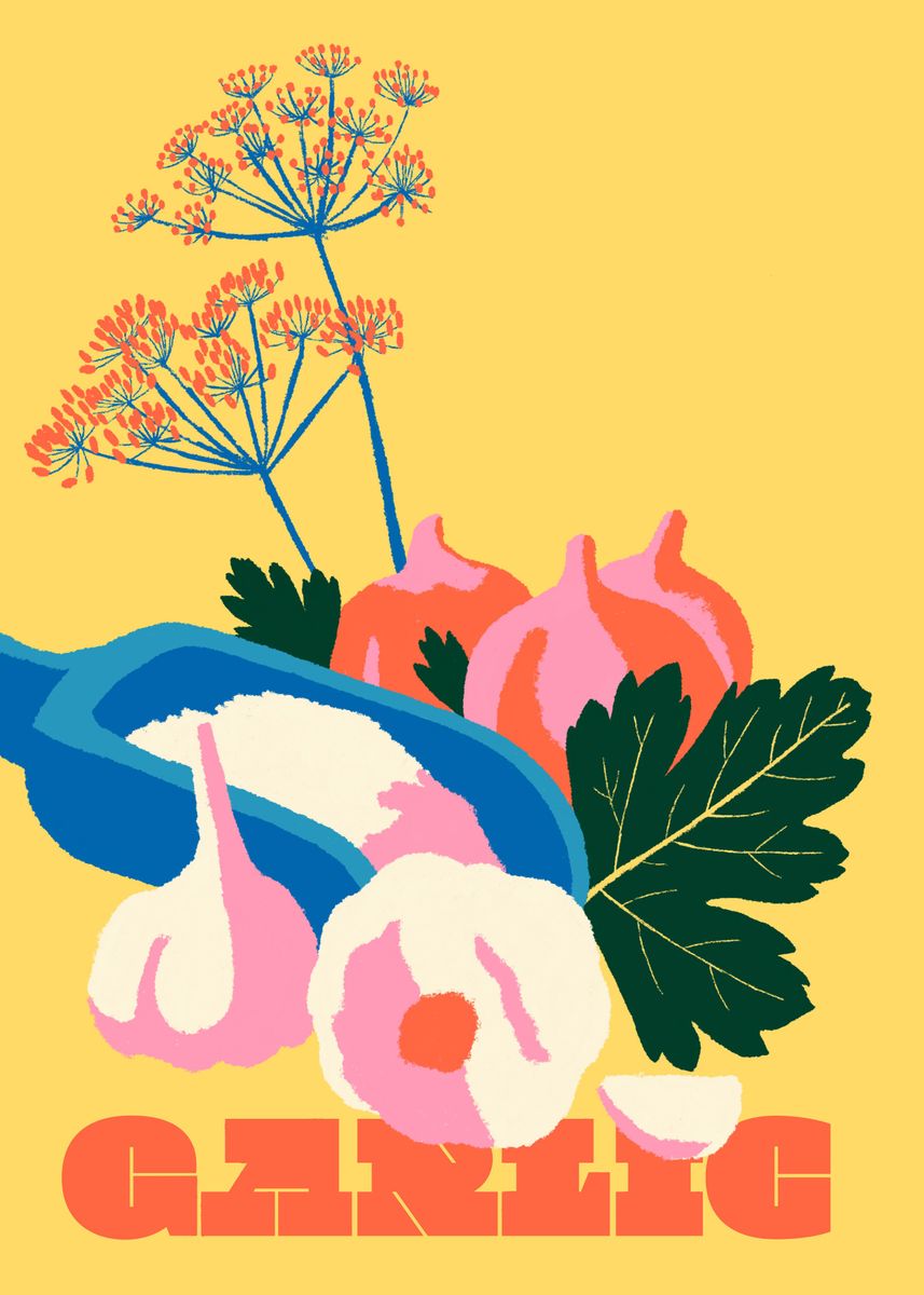 'Garlic' Poster, picture, metal print, paint by Monika Gregulska | Displate