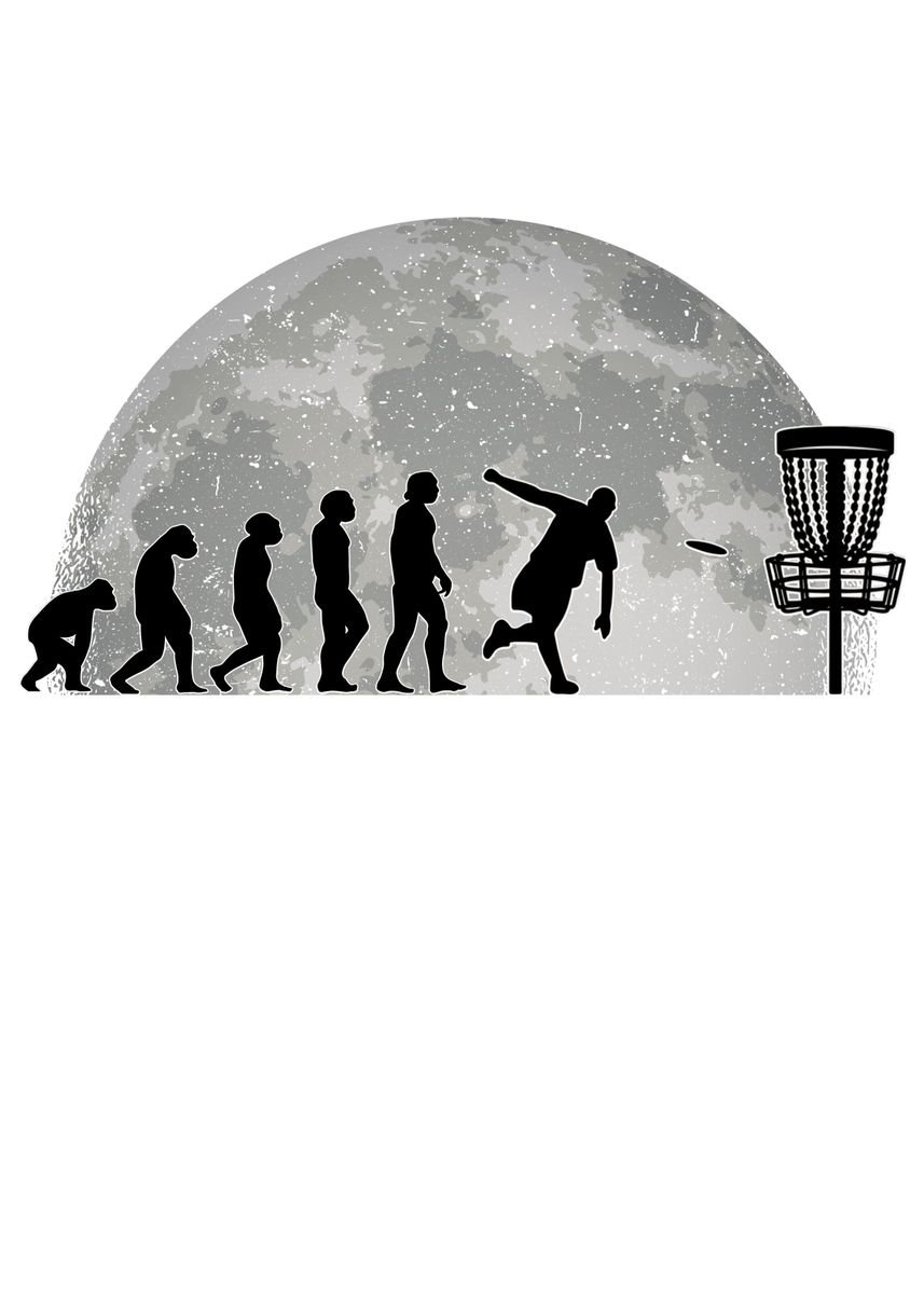'Disc Golf Evolution Moon' Poster, picture, metal print, paint by ...