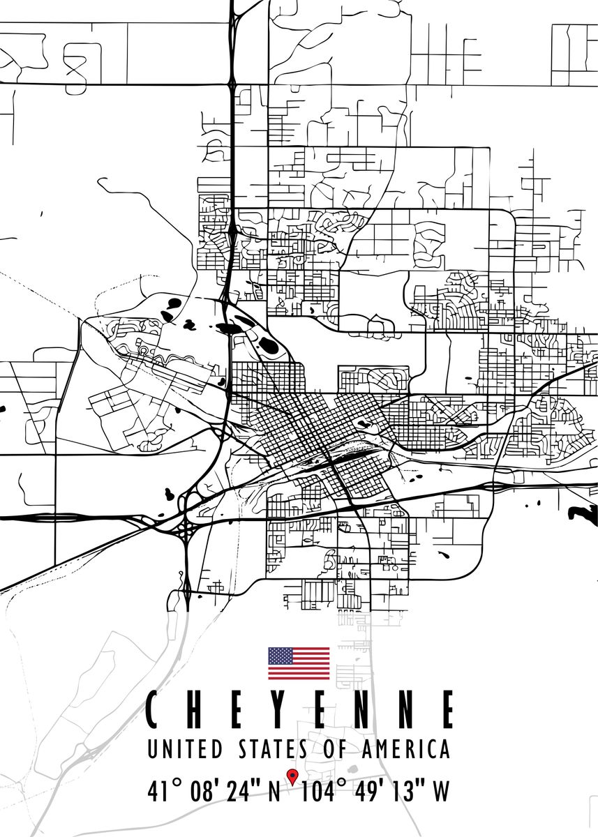 'CHEYENNE MAP USA' Poster by Artistic Paradigms | Displate
