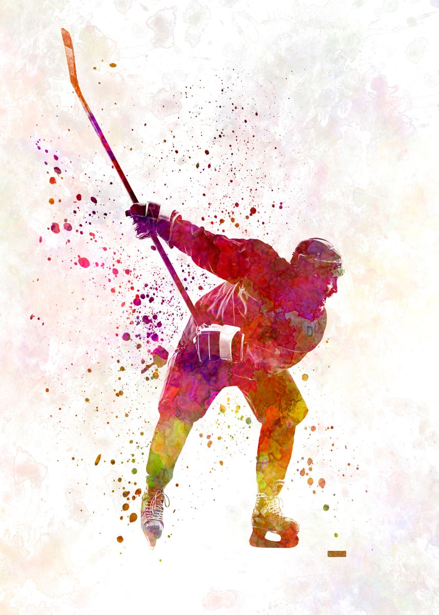 'Hockey man player ' Poster, picture, metal print, paint by Cristina ...