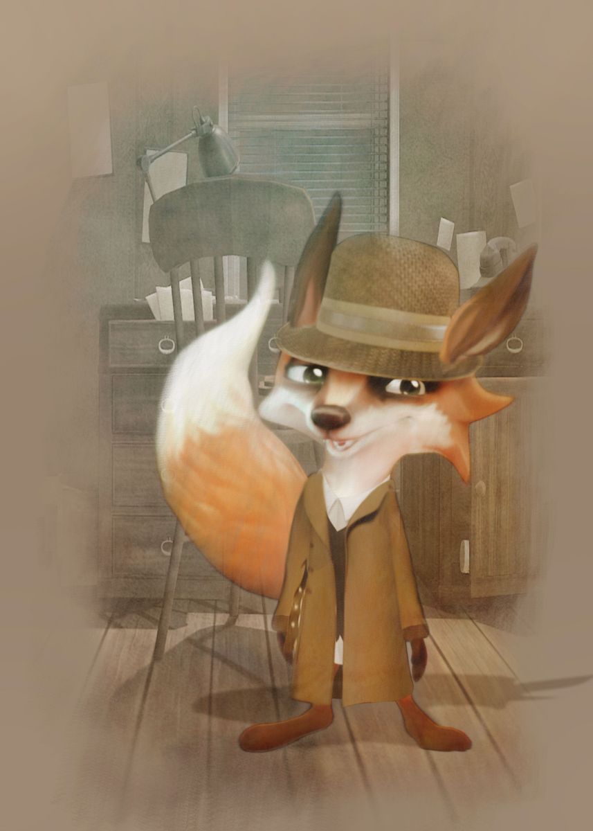 'Detective fox' Poster by David Griffiths | Displate