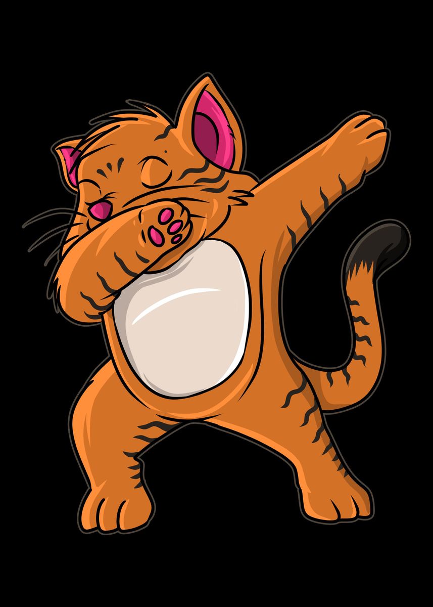 'Dabbing Cat Funny Kitten L' Poster, picture, metal print, paint by ...