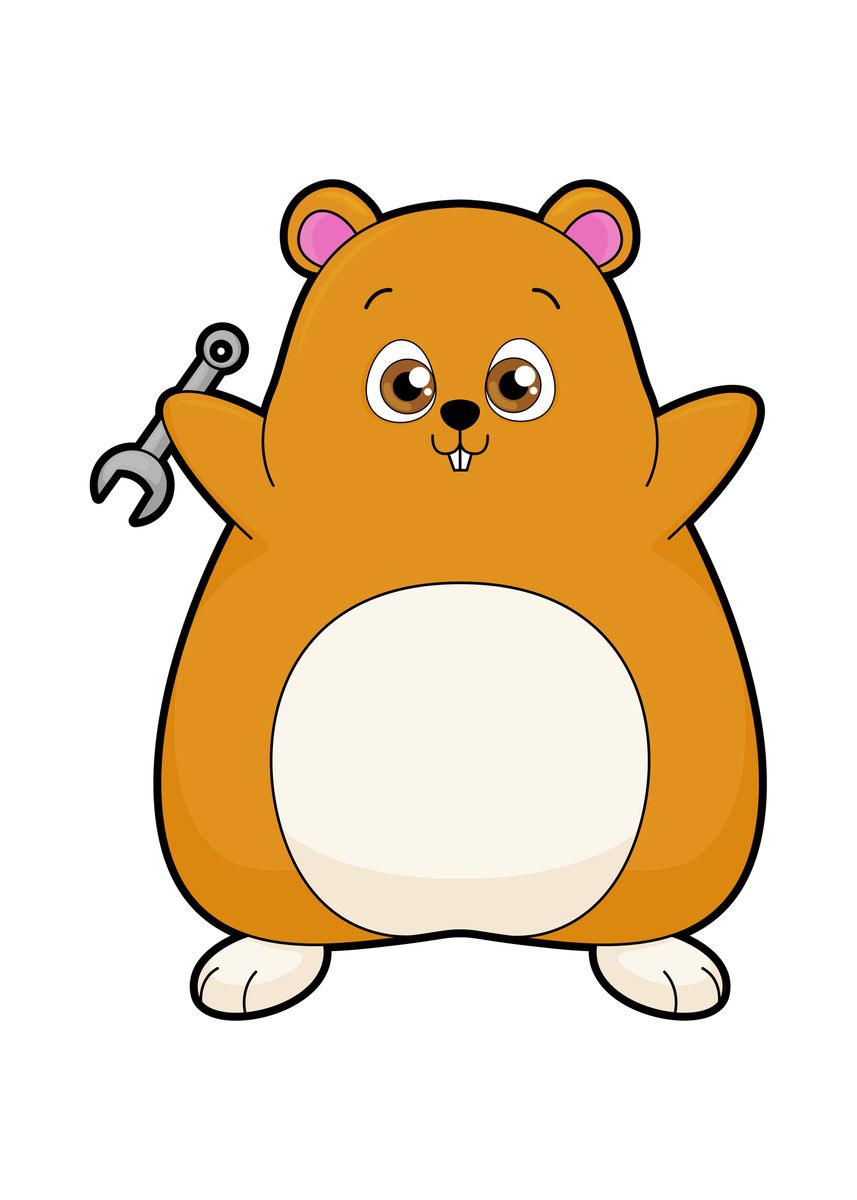 'Hamster Mechanic Wrench' Poster, picture, metal print, paint by Markus Schnabel | Displate