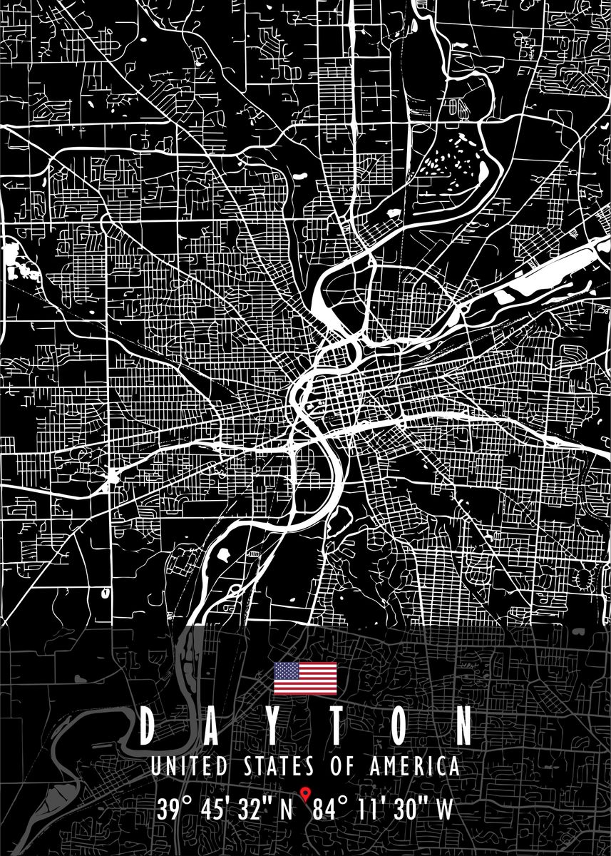 'DAYTON MAP USA' Poster, picture, metal print, paint by Artistic ...