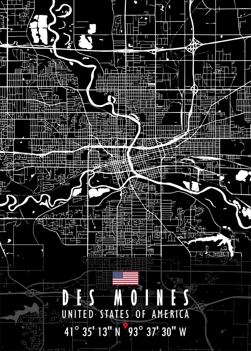 'DES MOINES MAP USA' Poster by Artistic Paradigms | Displate