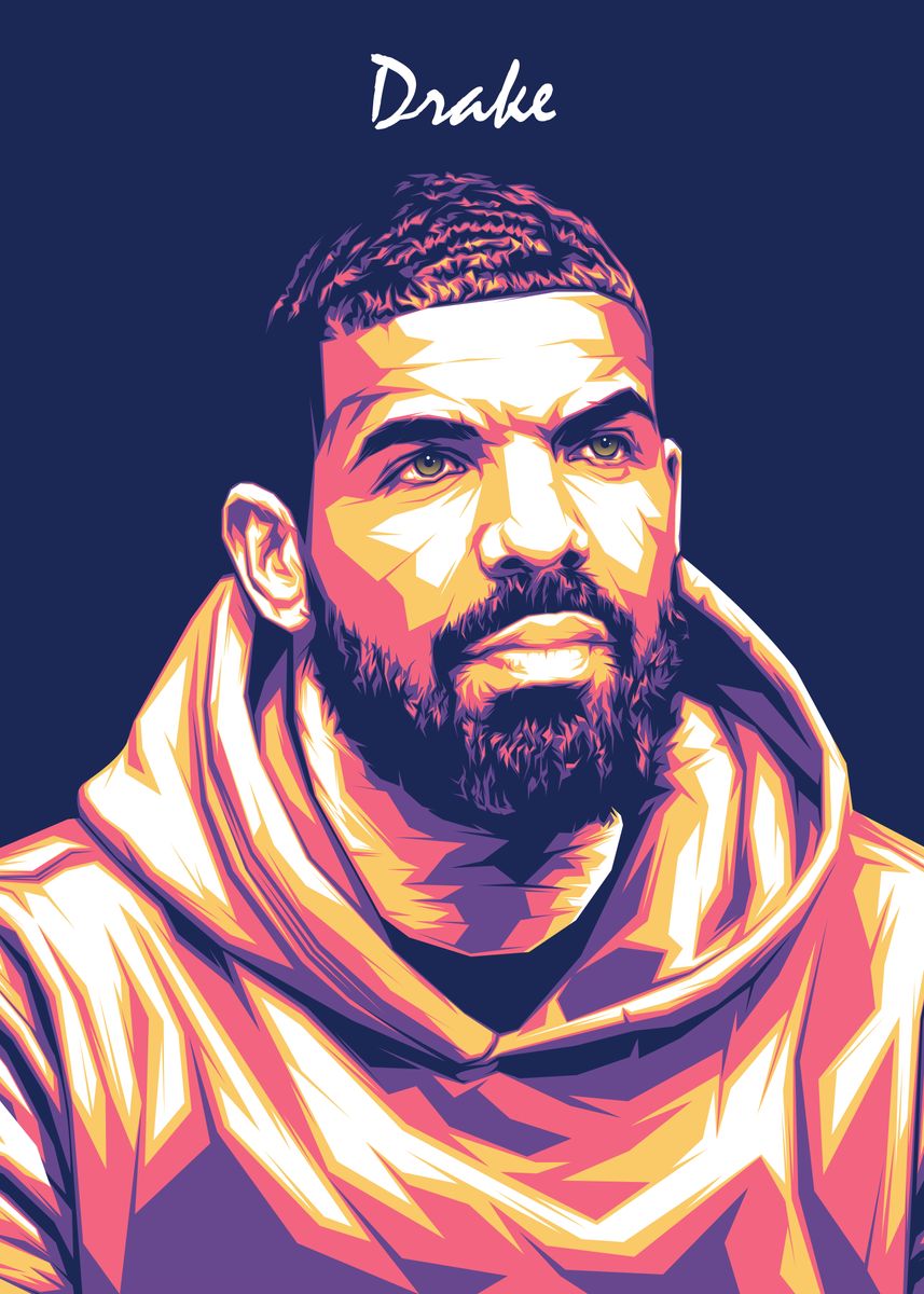 'Drake Retro' Poster, picture, metal print, paint by Lucky Dream | Displate