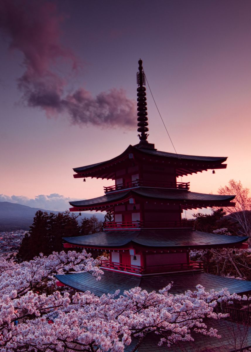 'Churei tower mount fuji' Poster, picture, metal print, paint by RevArt ...