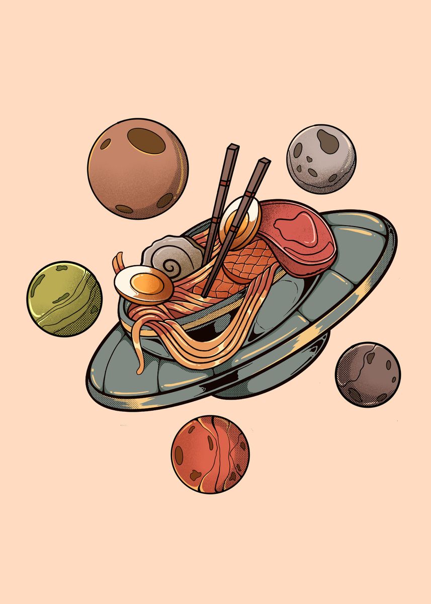 'Space Foodies' Poster, picture, metal print, paint by Hiro Labs | Displate