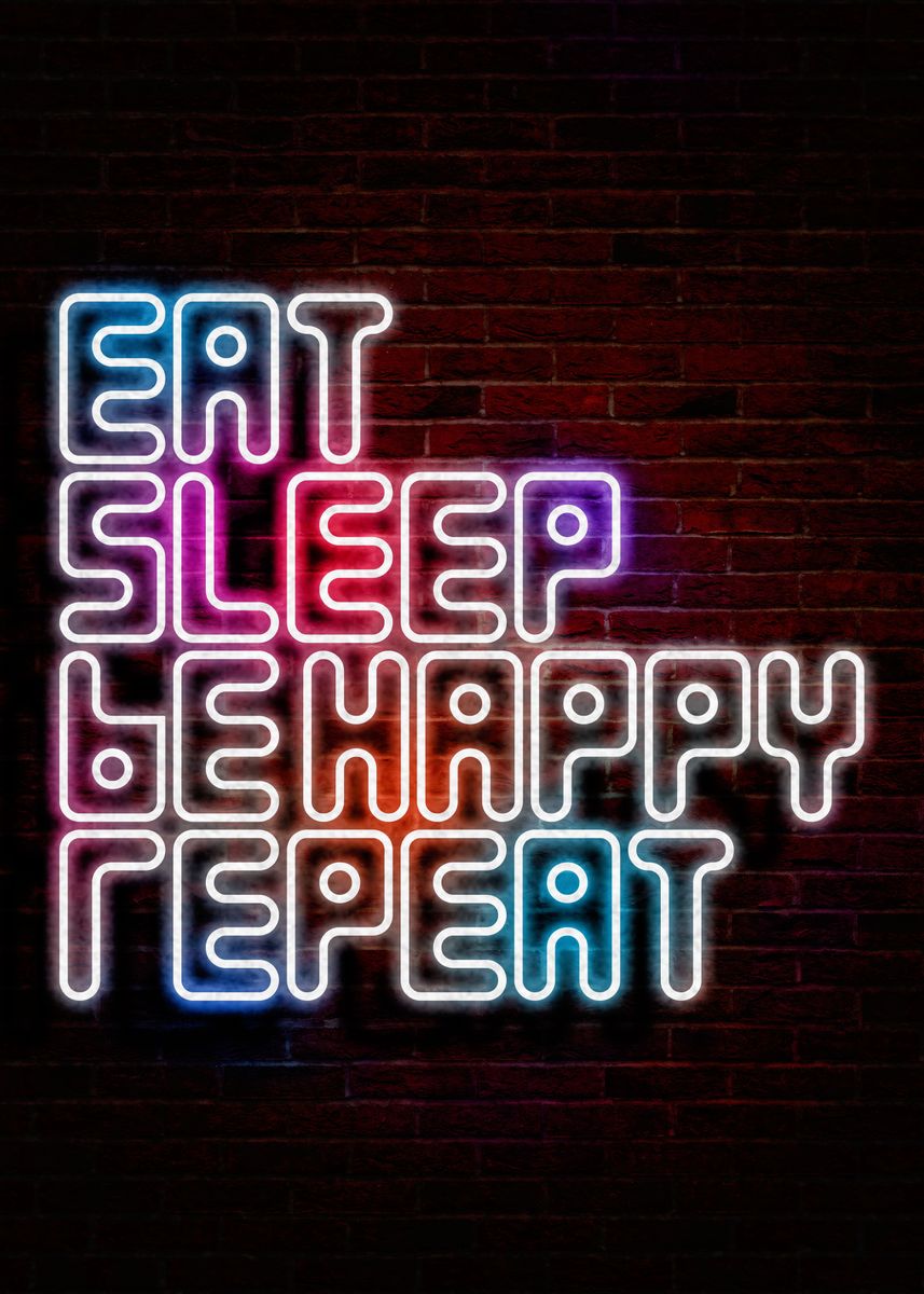 'be happy' Poster, picture, metal print, paint by Izmo Scribbles | Displate