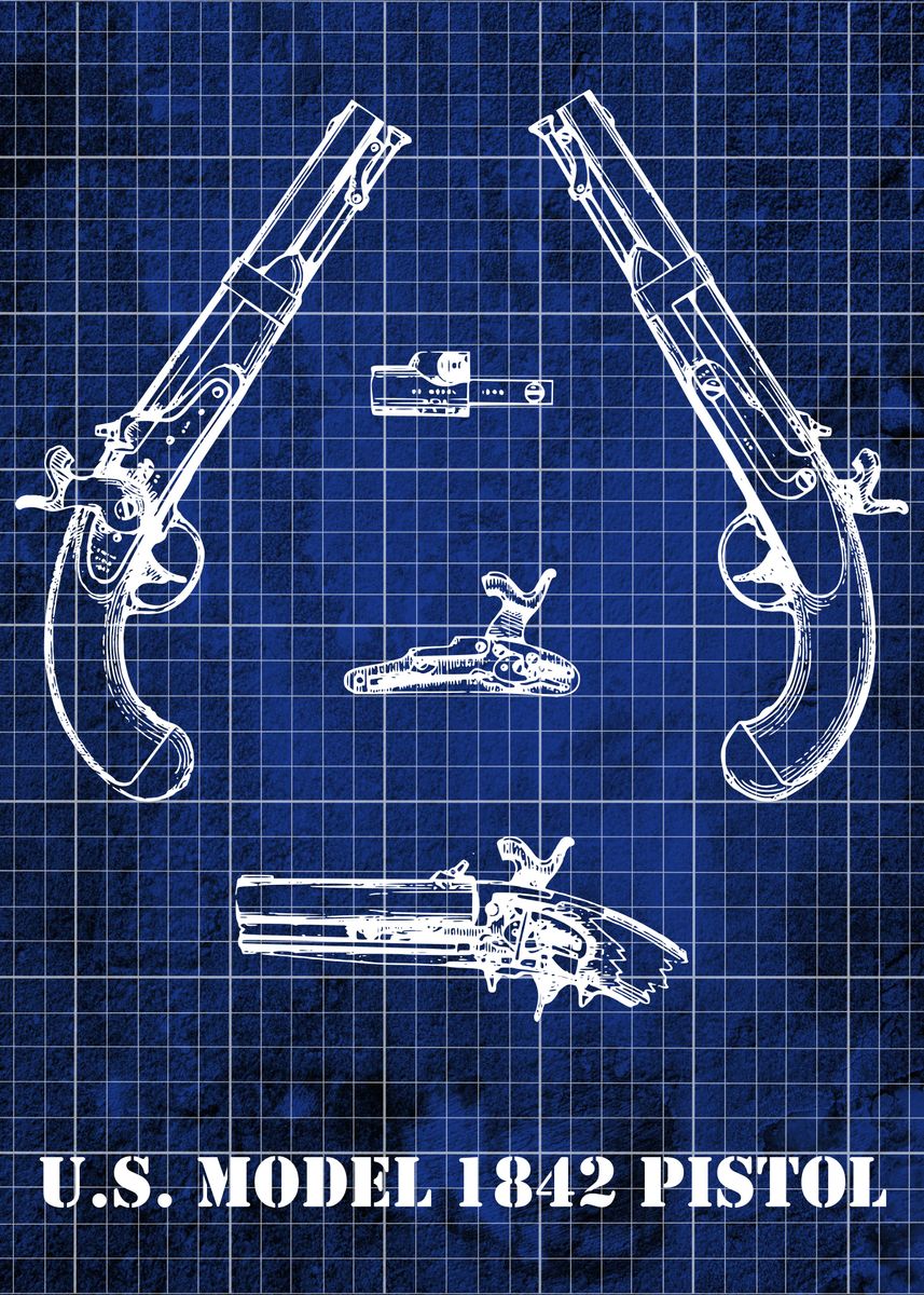 'US model 1842 Pistol ' Poster, picture, metal print, paint by Geoji ...