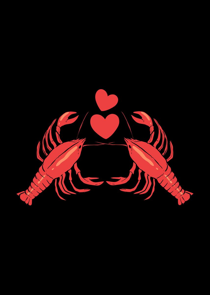 'Lobster Love' Poster, picture, metal print, paint by FunnyGifts | Displate