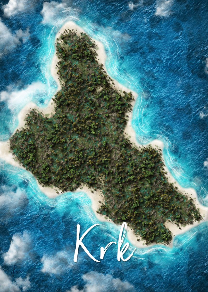 'Krk' Poster, picture, metal print, paint by Petra Rommelfanger | Displate