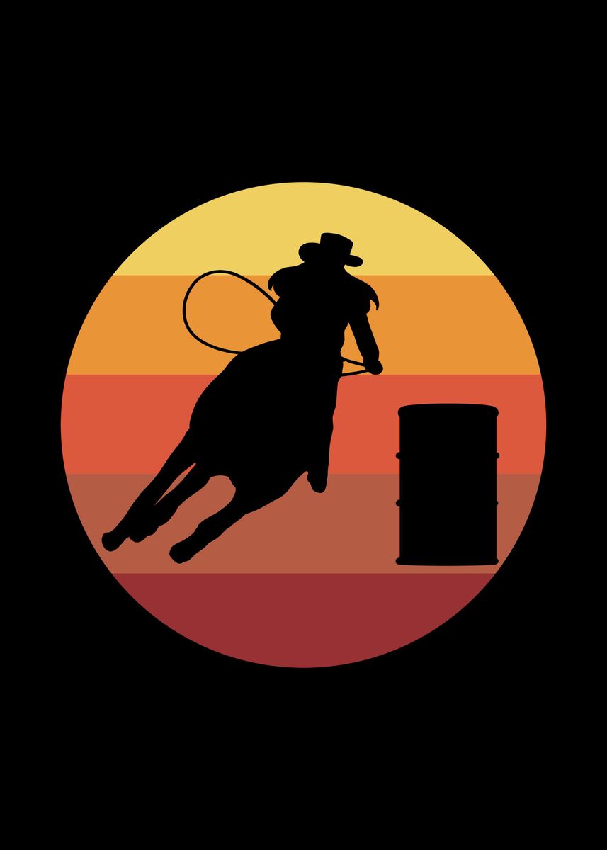 'Barrel Racing Vintage' Poster, picture, metal print, paint by Mealla ...