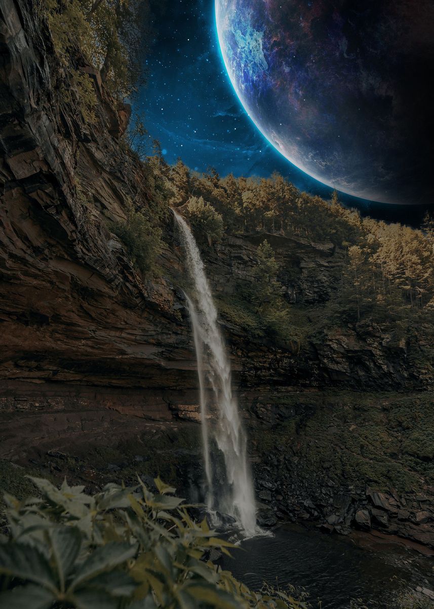 'Space Waterfall' Poster, picture, metal print, paint by Shaheen Khan ...