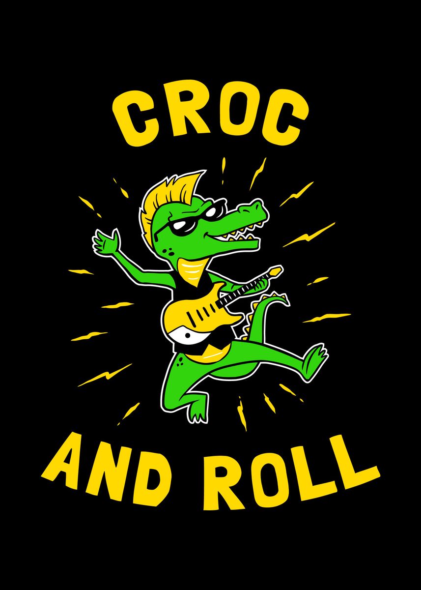 'Croc And Roll' Poster, picture, metal print, paint by Yipptee | Displate