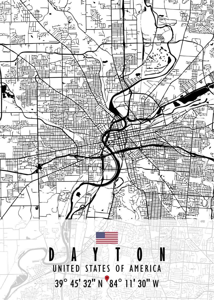 'DAYTON MAP USA' Poster, picture, metal print, paint by Artistic ...