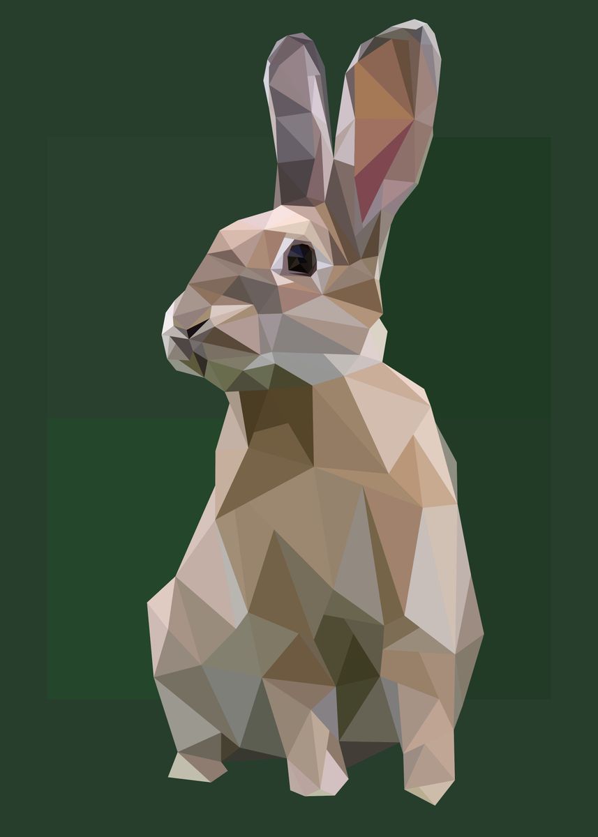'Rabbit lowpoly art' Poster, picture, metal print, paint by Green ...