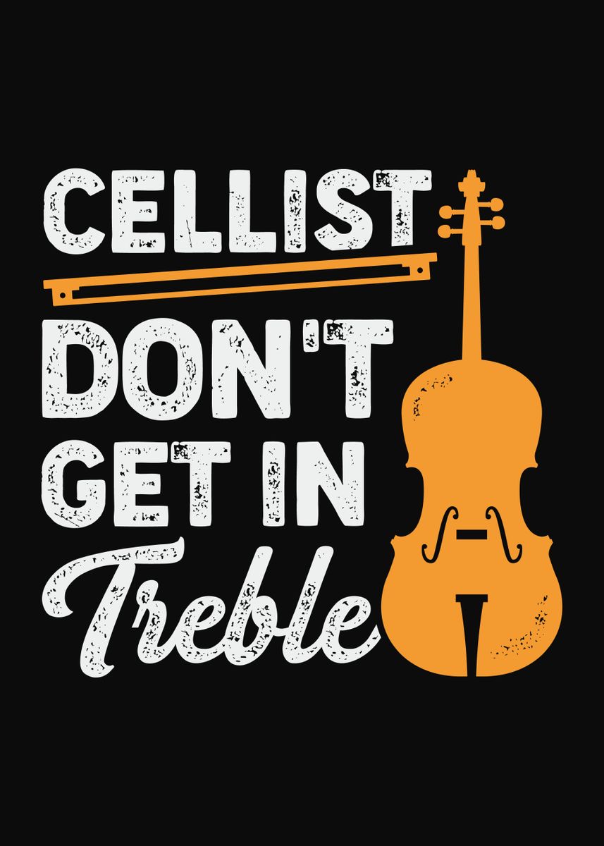 'Funny Cello Player Design' Poster, picture, metal print, paint by ...