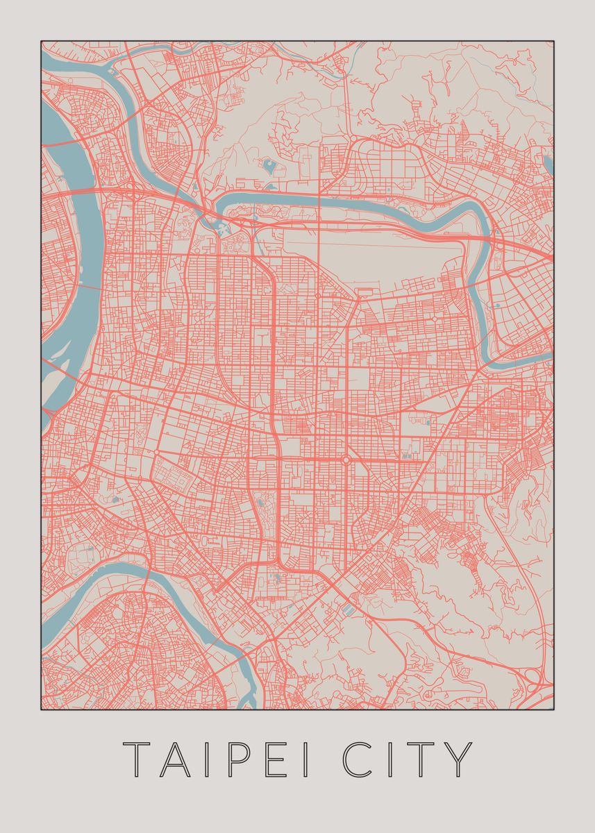 'Taipei City Vintage Map' Poster by dkDesign | Displate