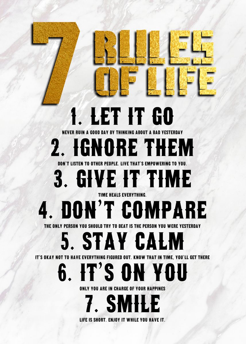 '7 rules of lifes' Poster by Bestselling Displate | Displate