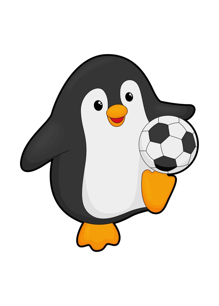 'Penguin Soccer Sports' Poster, picture, metal print, paint by Markus ...
