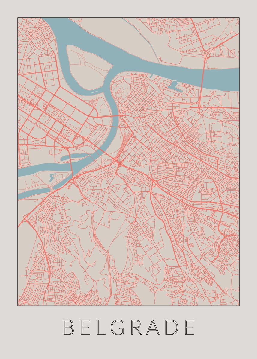 'Belgrade Vintage Map' Poster by dkDesign | Displate