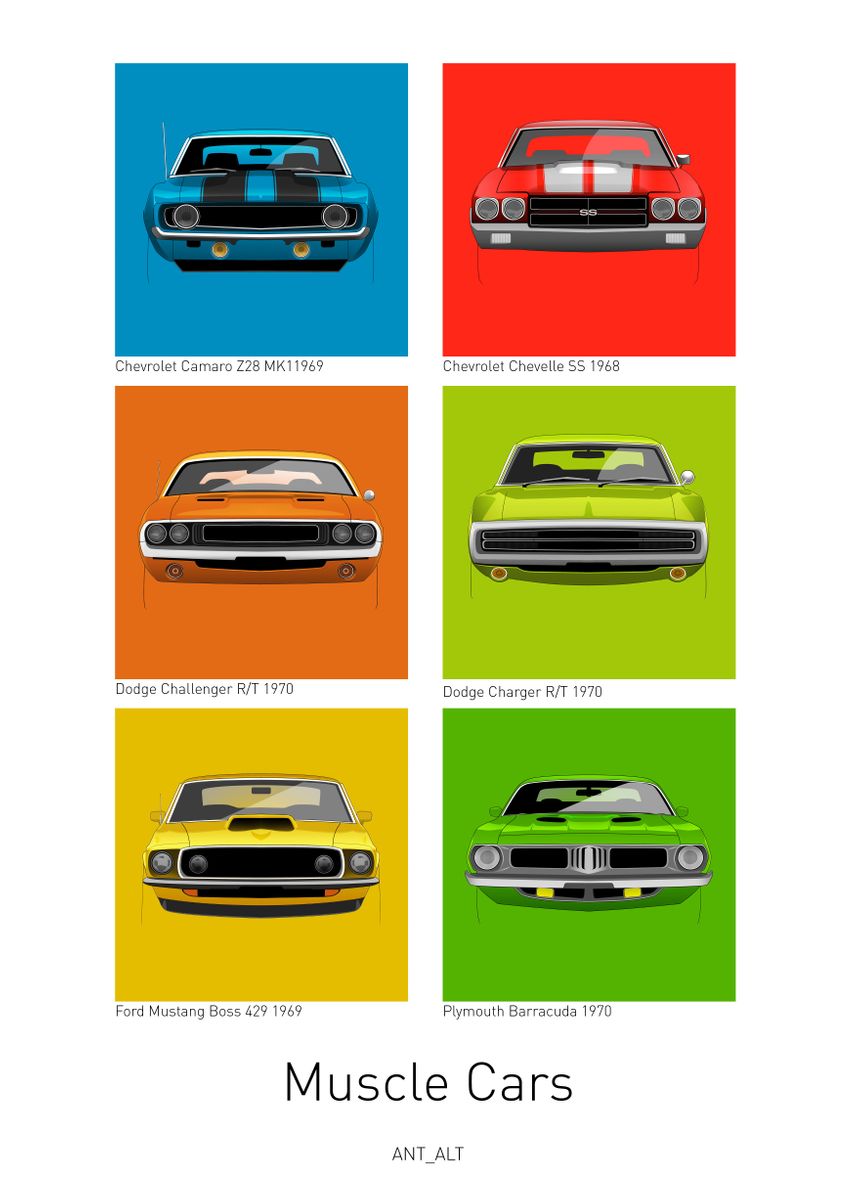 'Muscle Cars' Poster, picture, metal print, paint by Alt ILLUSTRATIONS ...
