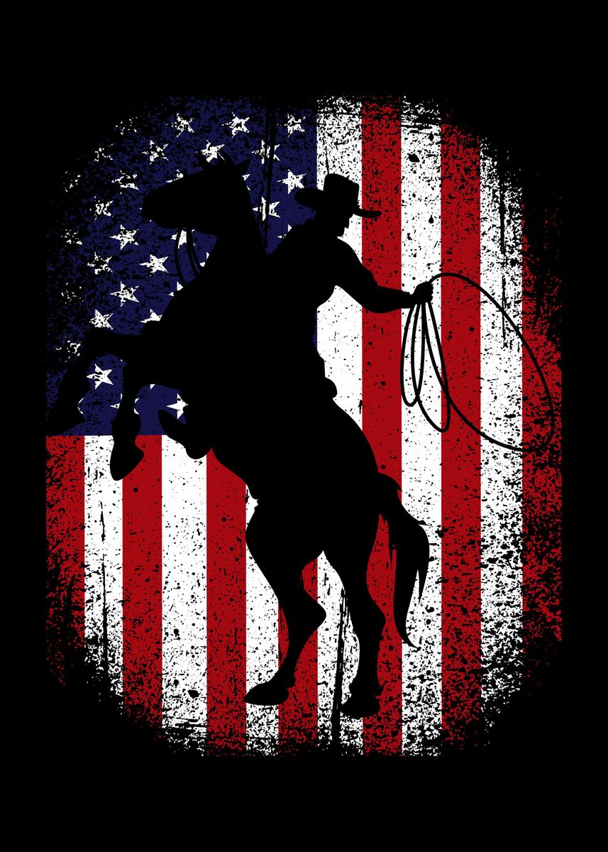 'American Flag Rodeo' Poster by FunnyGifts | Displate