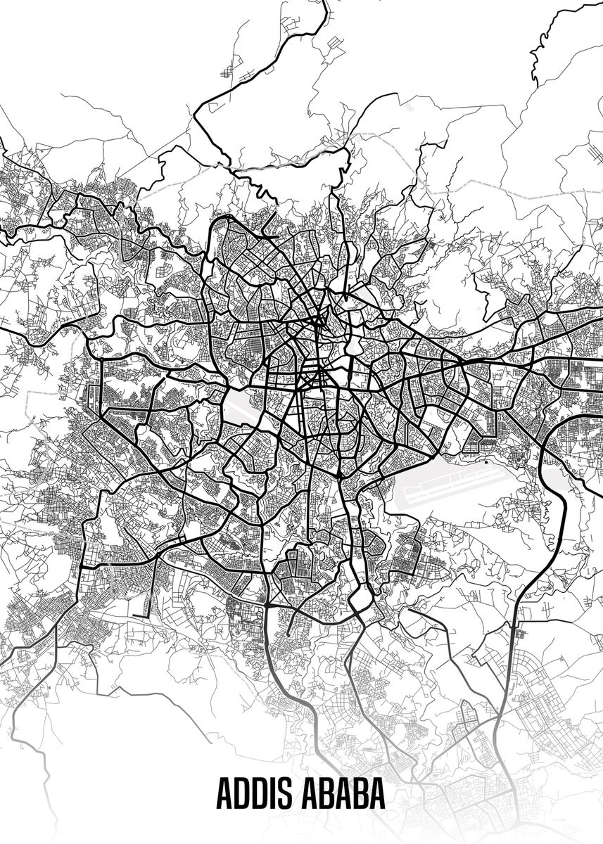 'Addis Ababa white map' Poster by Stefano Lunghi | Displate