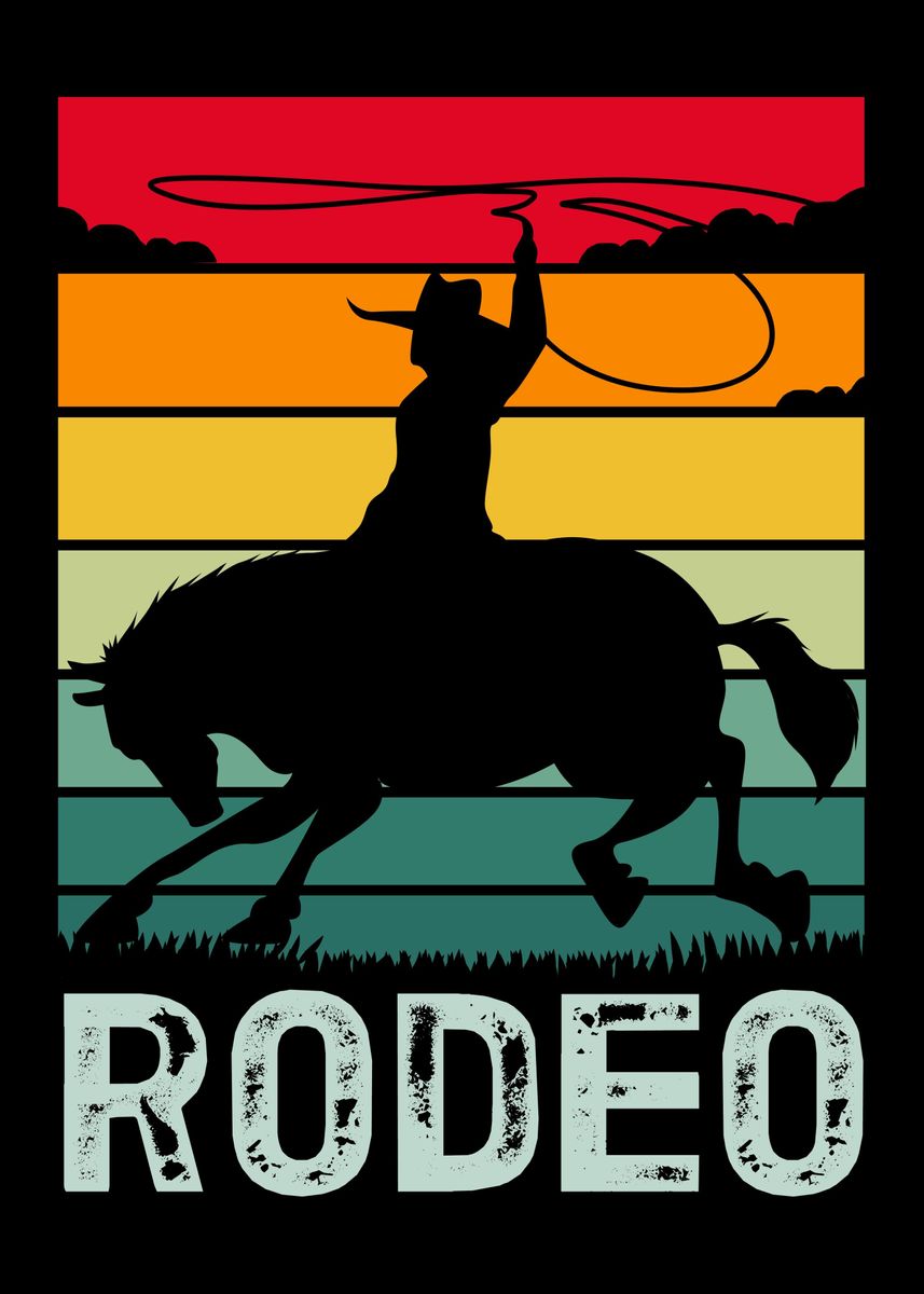 'Rodeo Retro' Poster, picture, metal print, paint by FunnyGifts | Displate