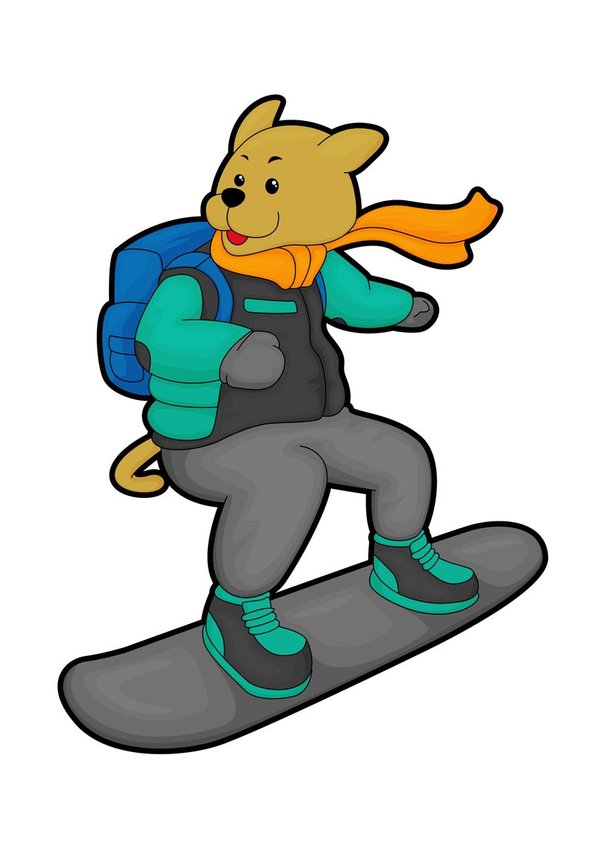 'Dog Snowboard Sports' Poster by Markus Schnabel | Displate