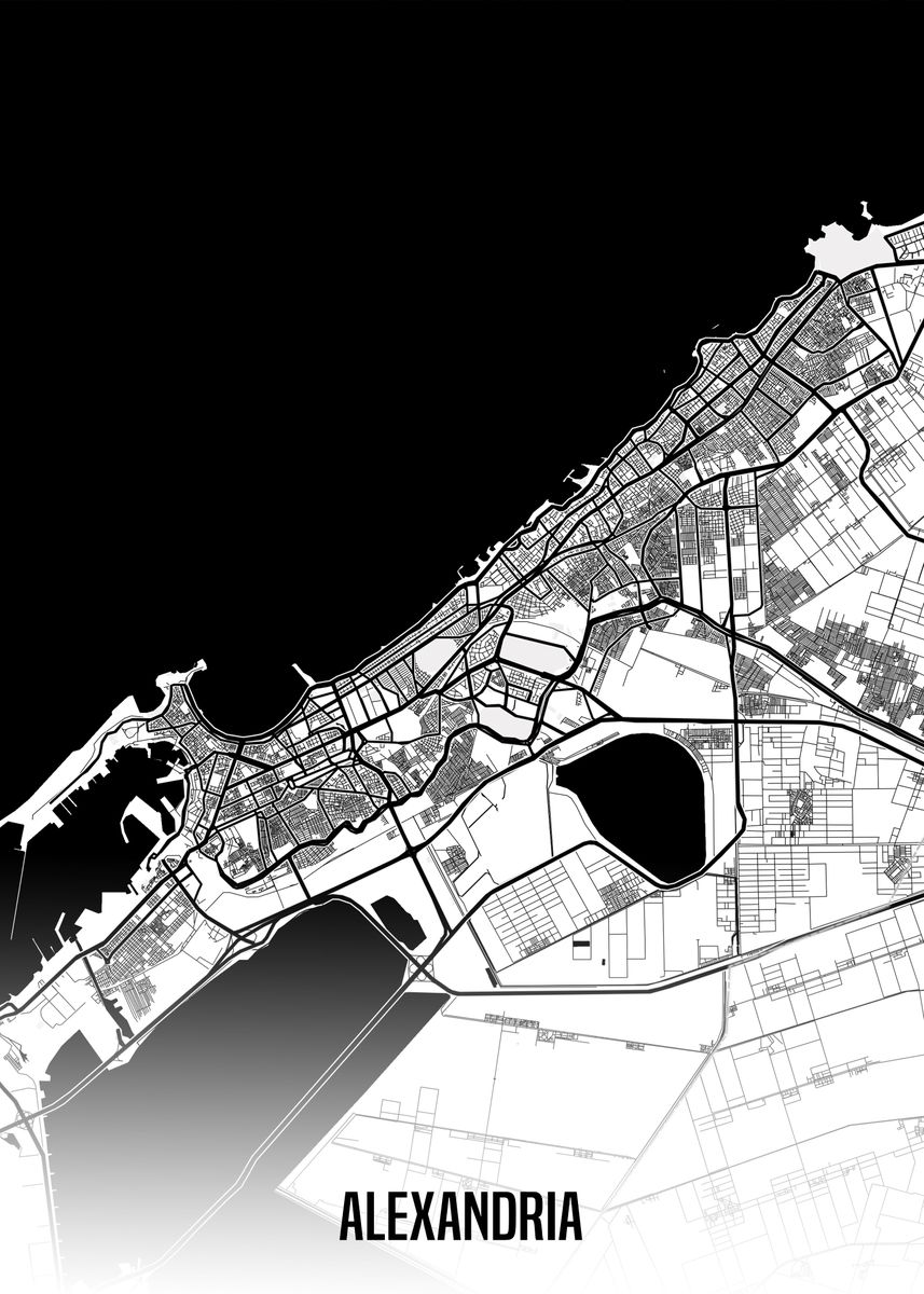 'Alexandria white map' Poster by Stefano Lunghi | Displate