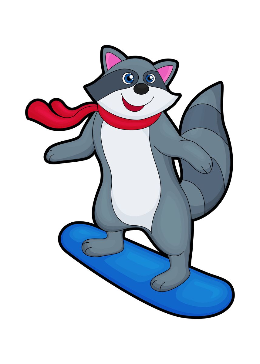 'Racoon Snowboard Sports' Poster by Markus Schnabel | Displate