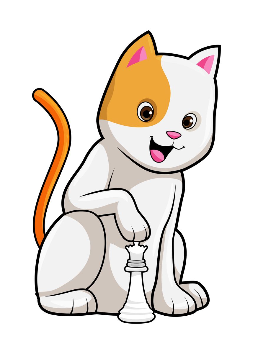 'Cat Chess Chess piece Pawn' Poster, picture, metal print, paint by ...