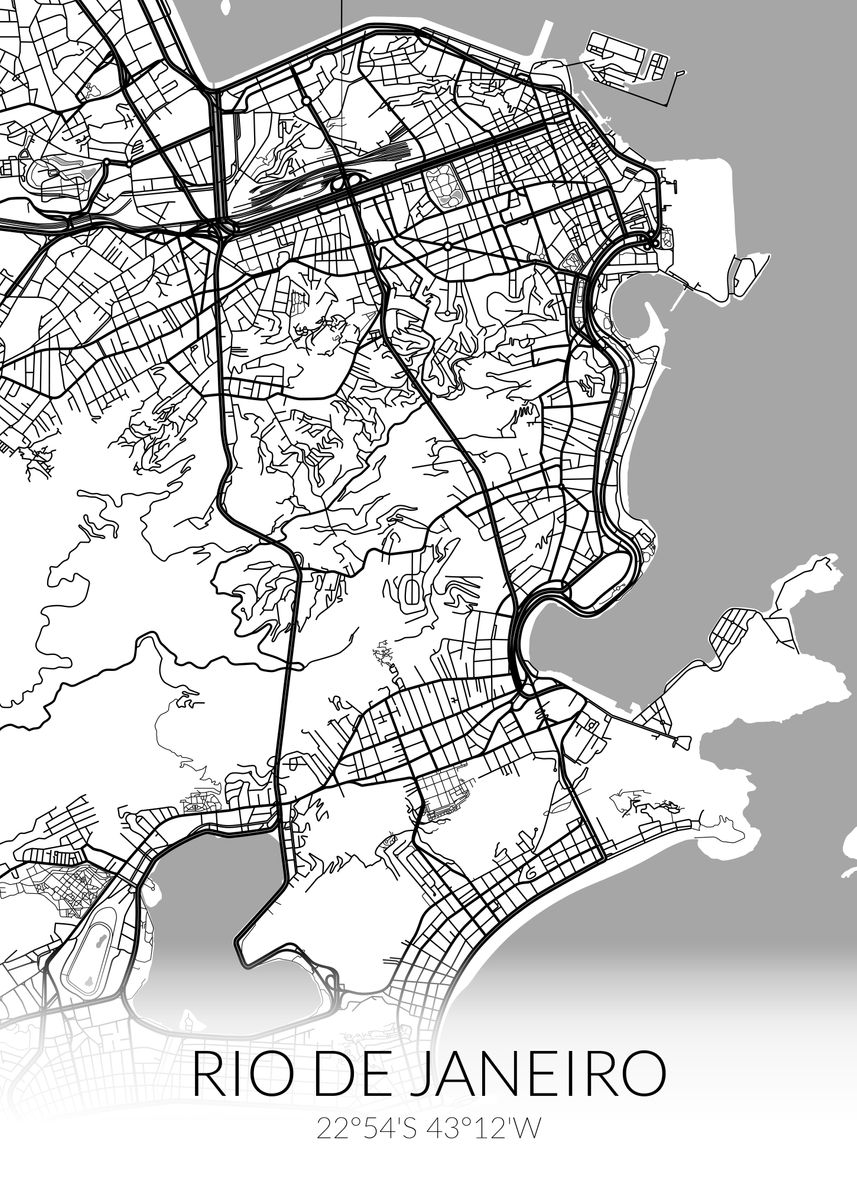 'Rio de Janeiro City Map' Poster, picture, metal print, paint by ...