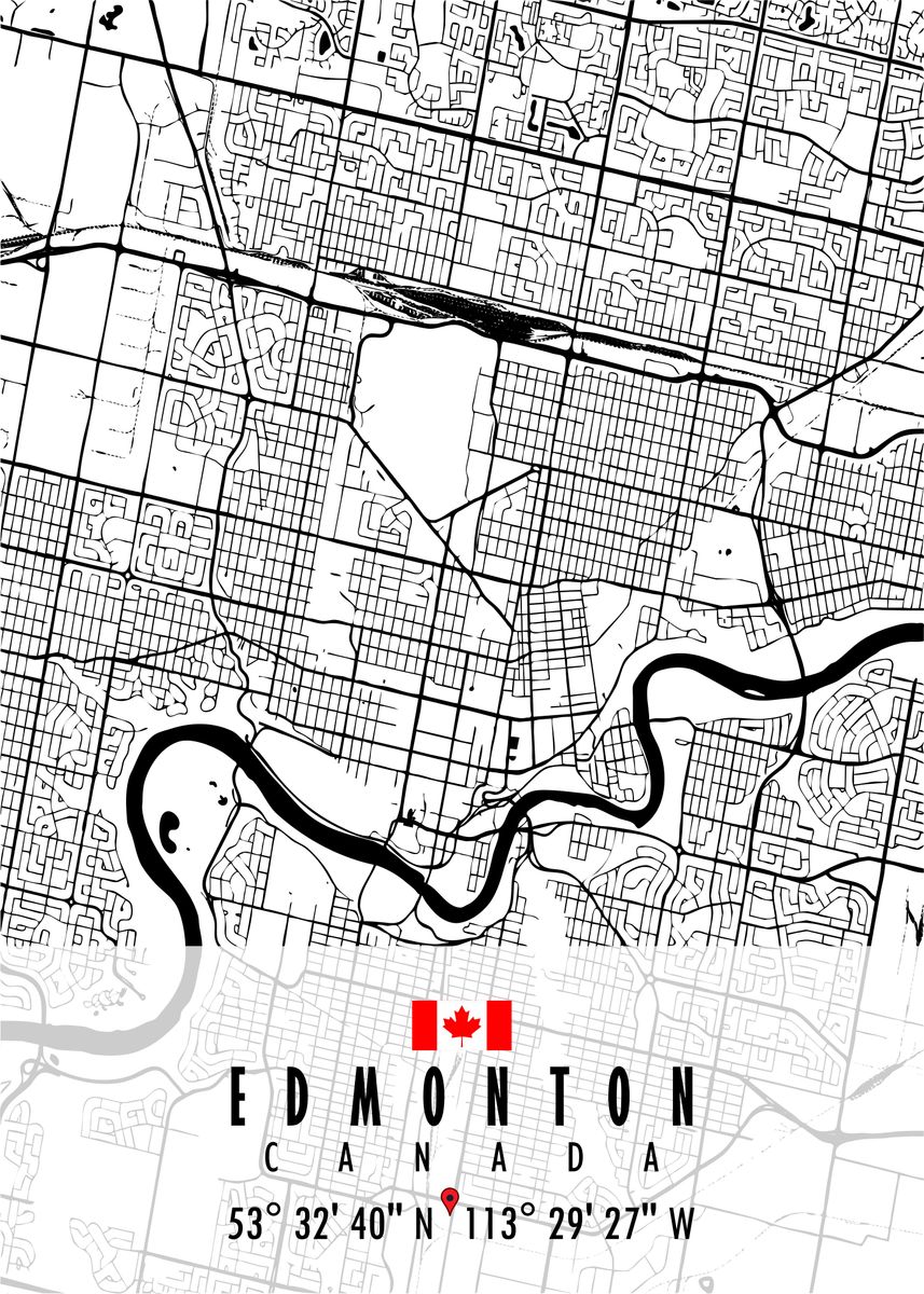 'EDMONTON MAP CANADA' Poster, picture, metal print, paint by Artistic ...